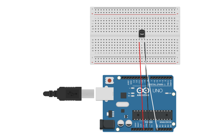 Circuit design Practica 6 Sensor lm35 / 1 - Tinkercad