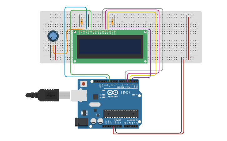 Circuit design pantalla LCD - Tinkercad