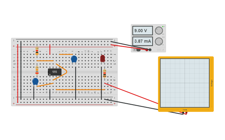 Circuit design vilkkuva ledi - Tinkercad