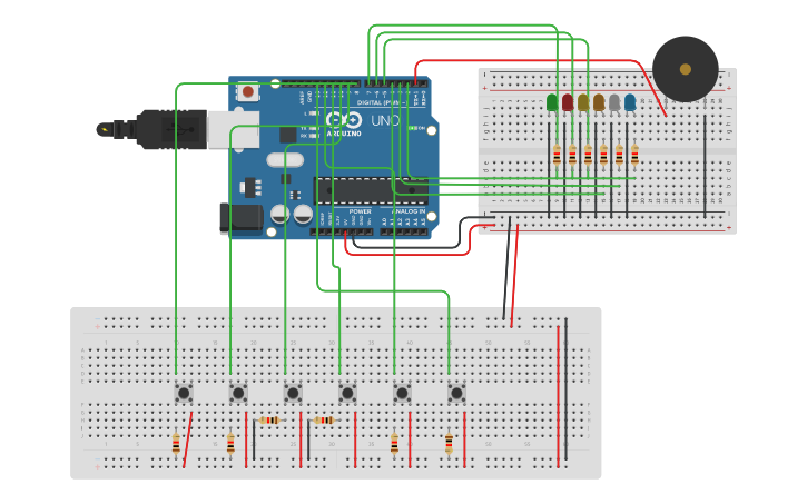 Circuit design Arduino Tones and Lights | Tinkercad