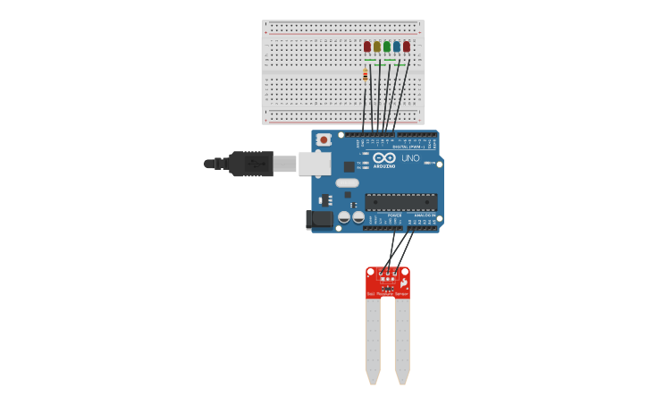 Circuit design detector de humedad - Tinkercad