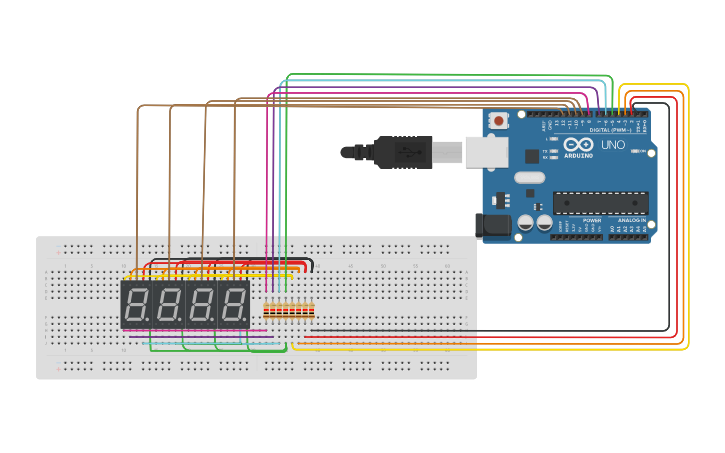Circuit design Compteur 4 digit - Tinkercad
