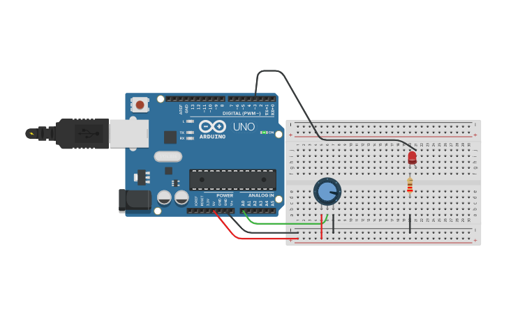 Circuit design Pulse Width Modulation | Tinkercad