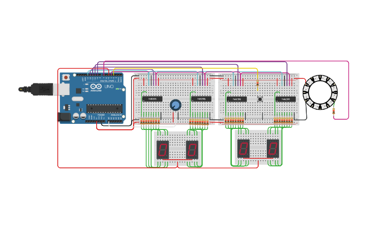 Circuit design Relógio produzido por Leandro e Arildo - Tinkercad
