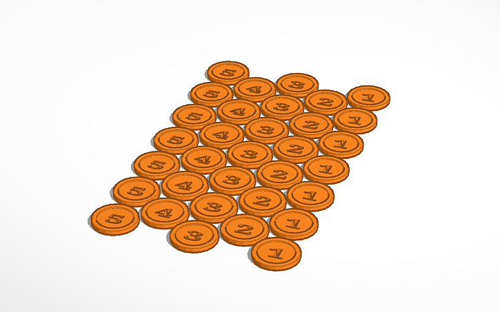 3D design Stackable coins (1-5) - Tinkercad