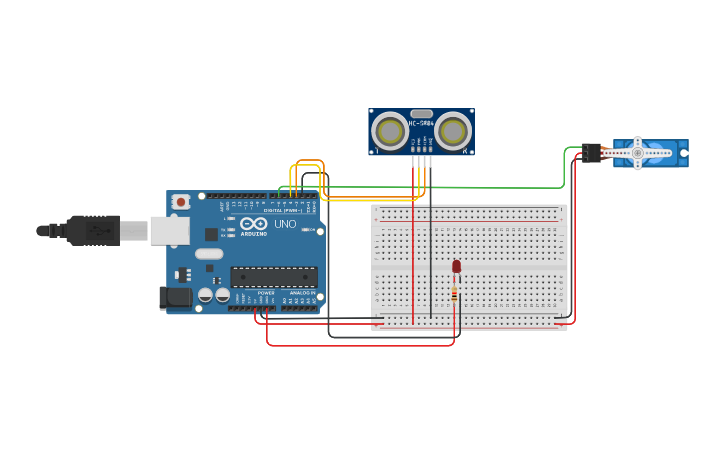 Circuit design Ultrasonic Distance Sensor - Tinkercad