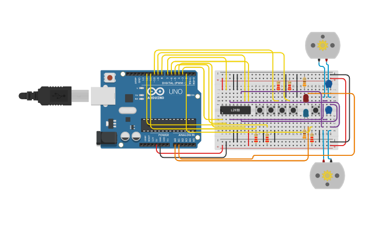 Circuit design Taxi Bot | Tinkercad