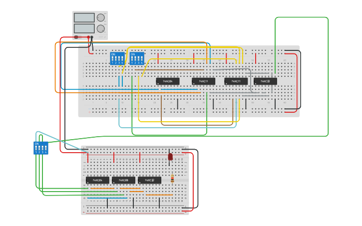 Circuit design 8 bit register - Tinkercad