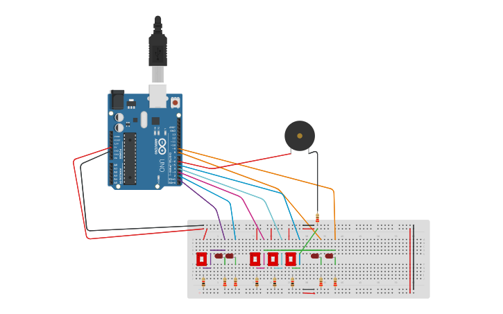 Circuit design piezo - Tinkercad