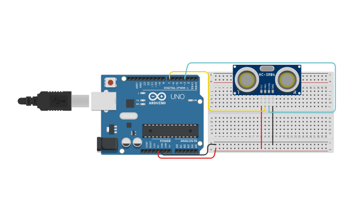 Circuit design Measure Distance using ultrasonic sensor using blocks ...