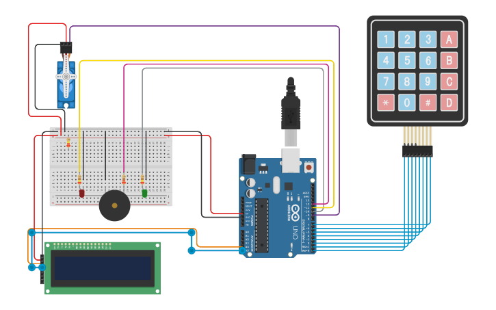 Circuit design Security keypad door lock - Tinkercad