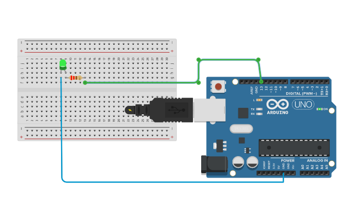 Circuit design Pisca 1 led | Tinkercad