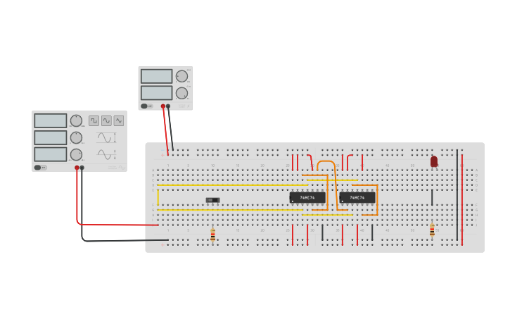 Circuit design SERIAL IN SERIAL OUT - Tinkercad
