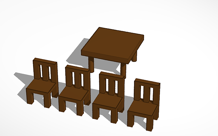 3D design Dining Room Table And Chairs - Tinkercad