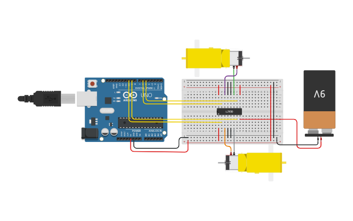 Circuit design 2 Motores DC - Arduino UNO | Tinkercad