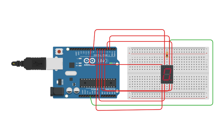 Circuit Design 7segment Anode Tinkercad