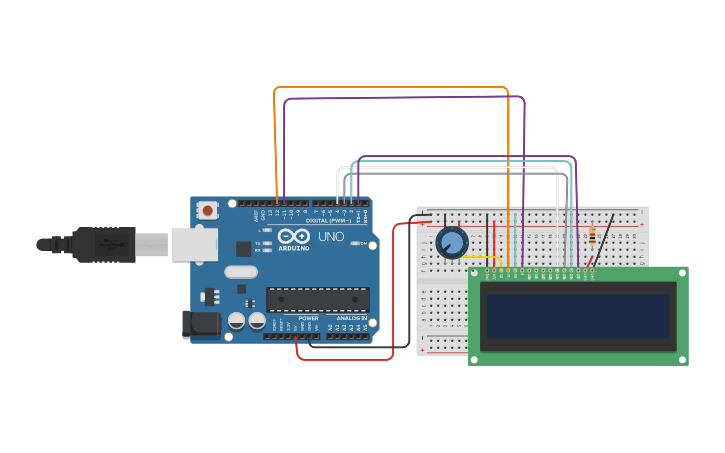 Circuit design LCD con Arduino y mensaje - Tinkercad