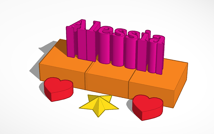 3D design timbro con nome e figure solide - Tinkercad