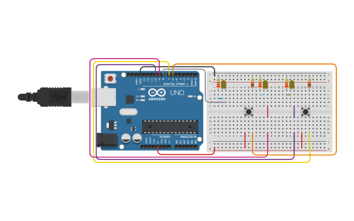 Circuit design Sequence-button - Tinkercad