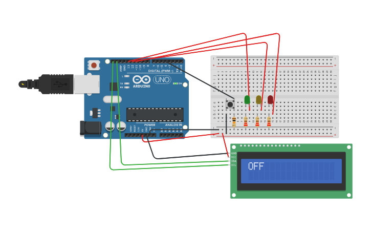 Circuit design BUTTONS WITH I2C LCD - Tinkercad