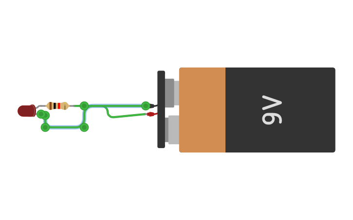 Circuit design Led with 9v battery | Tinkercad