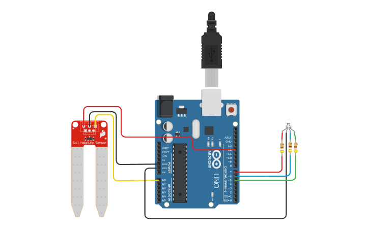 Circuit design sensor humedad y rgb - Tinkercad