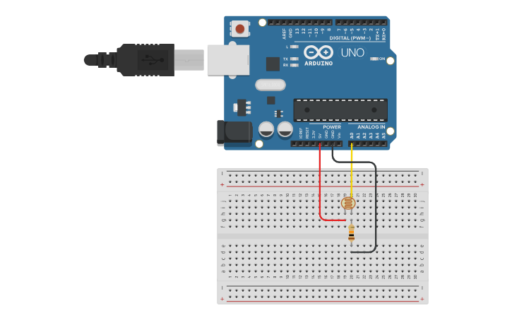 Circuit design LDR Sensor - Tinkercad