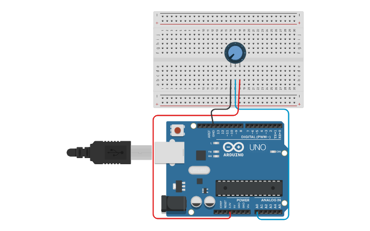Circuit design Analog Value Reading - Tinkercad