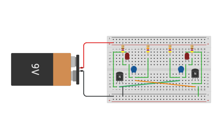 Circuit design 2 LED Flasher Circuit - Tinkercad
