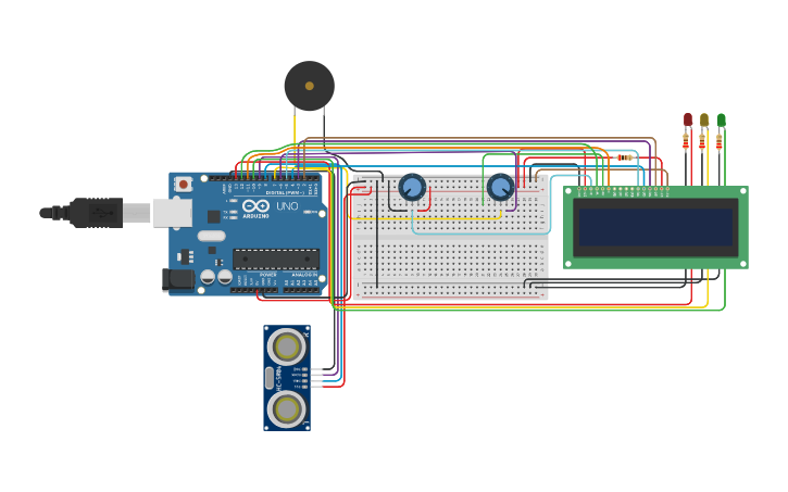 Circuit design sensor peringatan jarak parkir | Tinkercad Circuit design sensor peringatan jarak parkir | Tinkercad
