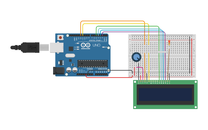 Circuit design lcd text scrolling with arduino - Tinkercad