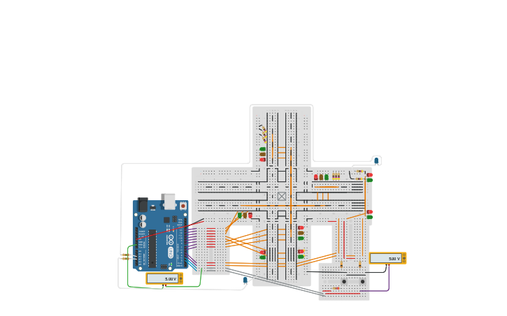 Circuit Design Interrupt 2pin Ampelschaltung Tinkercad