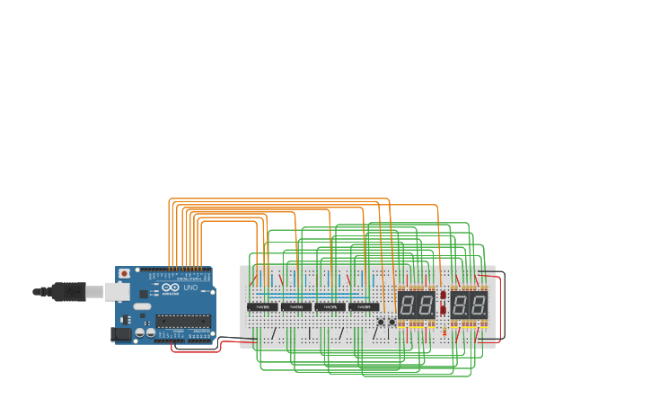 Circuit design 7 seg. Clock - Tinkercad