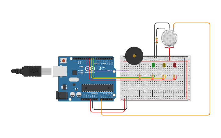 Circuit design sensor-gas - Tinkercad
