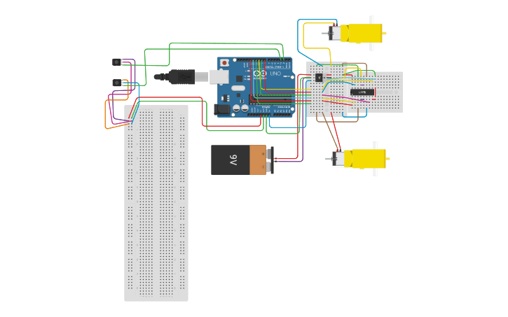 Circuit design Path Following Robot - Tinkercad