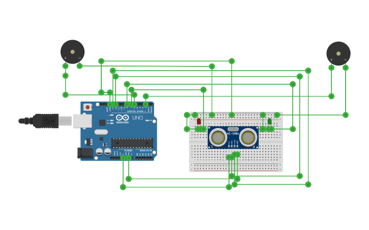 Circuit design ULTRASOUND SESNOR PRACTICAL - Tinkercad