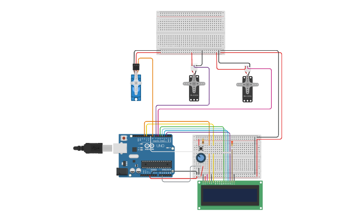 Circuit design Robotic arm - Tinkercad