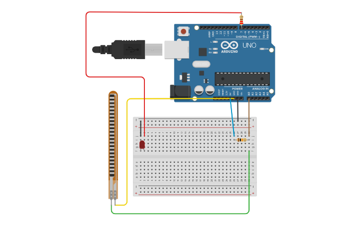 Circuit design Copy of Flex / Bend Sensor | Tinkercad