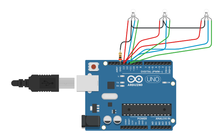 Circuit design LED RGB MULTIPLEX - Tinkercad