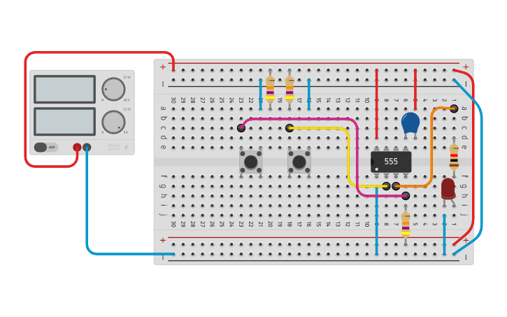 Circuit design Ne555 - bistabiler MV - Tinkercad