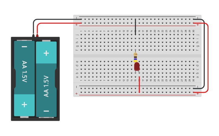 Circuit design Protoboard - Tinkercad