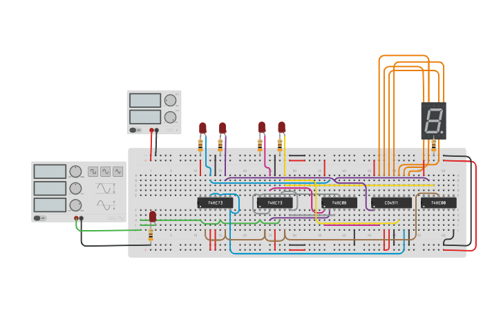 Circuit design Synchronous BCD Counter using JKFF | Tinkercad Circuit design Synchronous BCD Counter using JKFF | Tinkercad