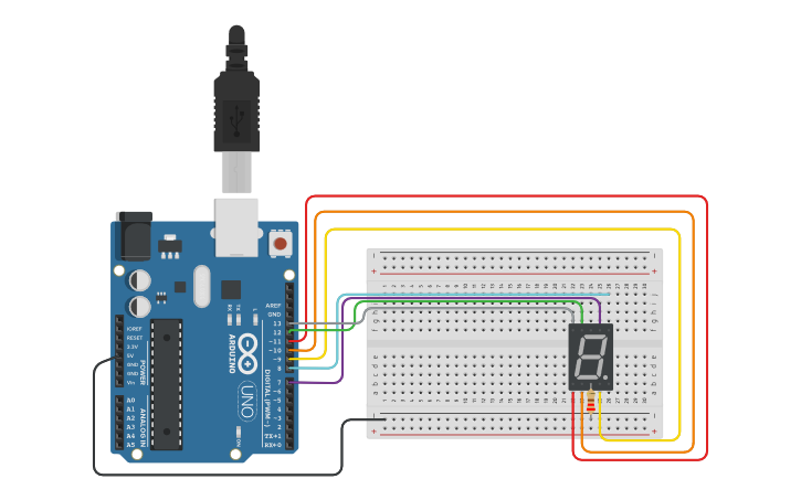 Circuit design seven segments - Tinkercad