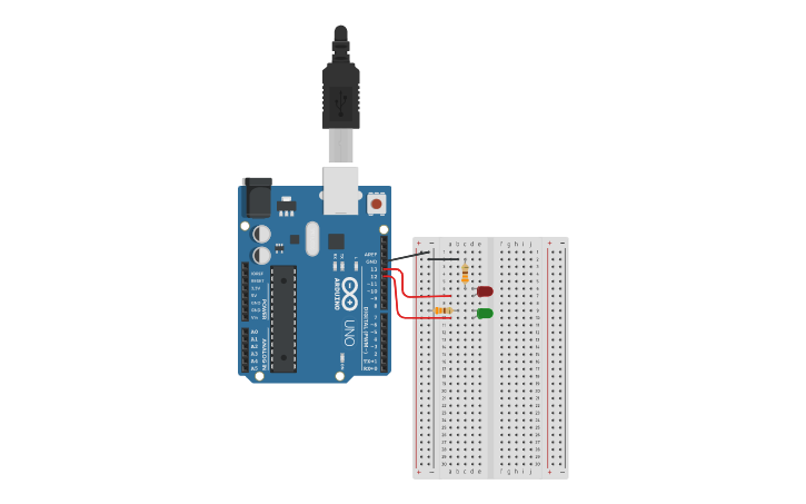Circuit design Basic Flashing light - Tinkercad
