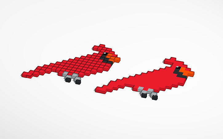 3D design cardinal pixel art - Tinkercad