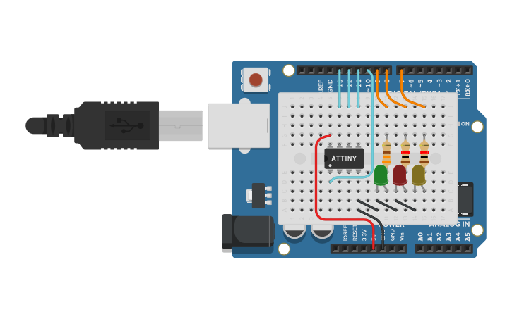 Circuit design ATTINY Programmer - Tinkercad