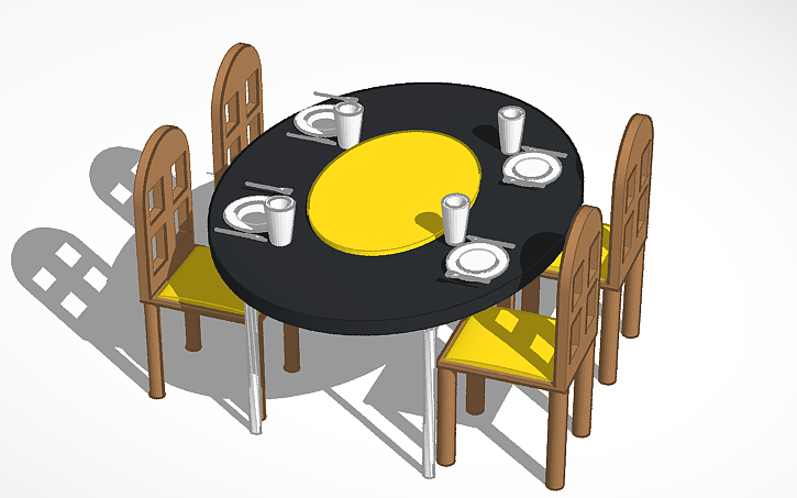 3D design Dining Table with chair - Tinkercad