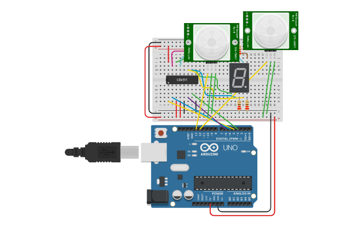Circuit design Visualizador 7 segmentos | Tinkercad