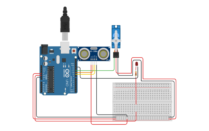 Circuit design Third Term – Ultrasonic Distance Sensor - Tinkercad