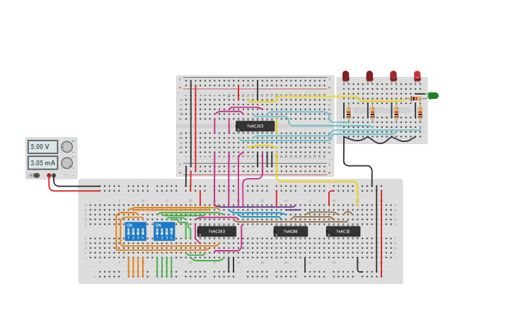 Circuit design BCD Adder | Tinkercad